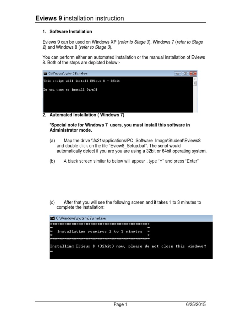 Eviews 9 Installation Guide | PDF | Microsoft Windows | Windows 7