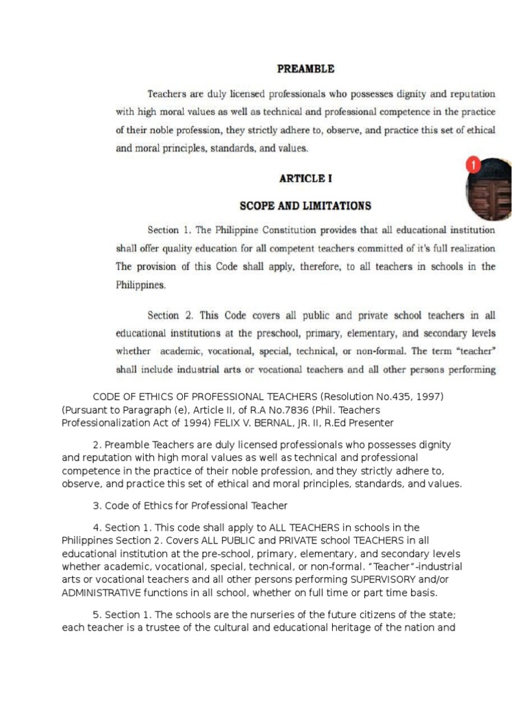 Code of Ethics of Professional Teachers | PDF | Academic Freedom | Teachers