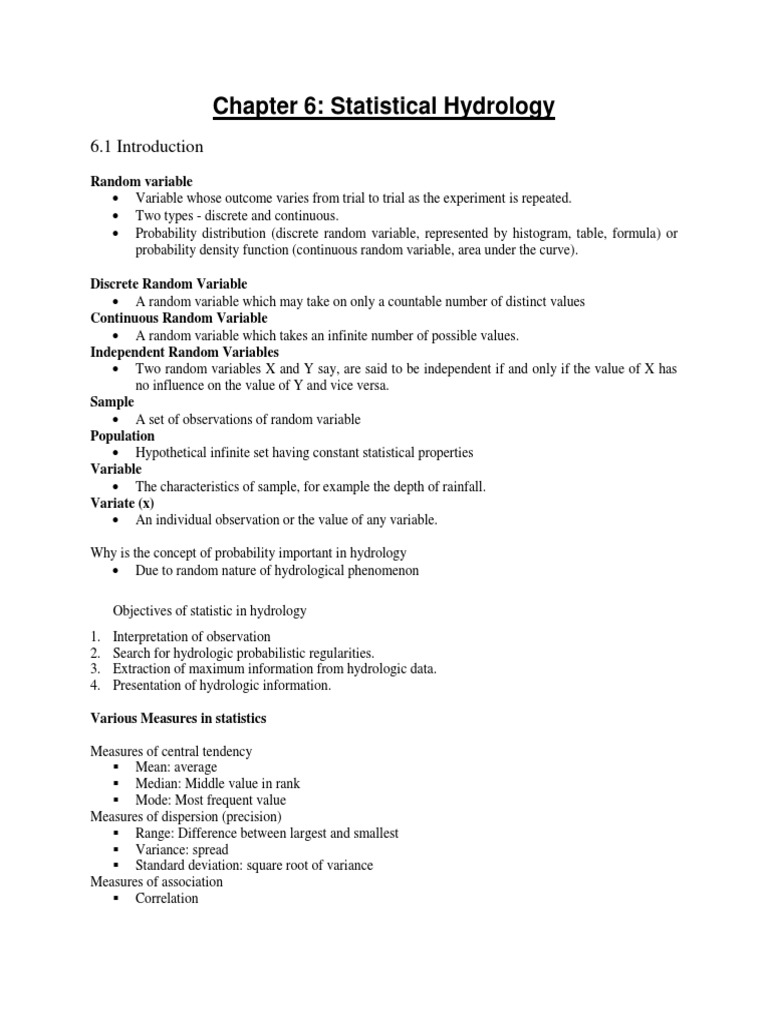 Ch6 Statistical Hydrology | PDF | Probability Theory | Normal Distribution