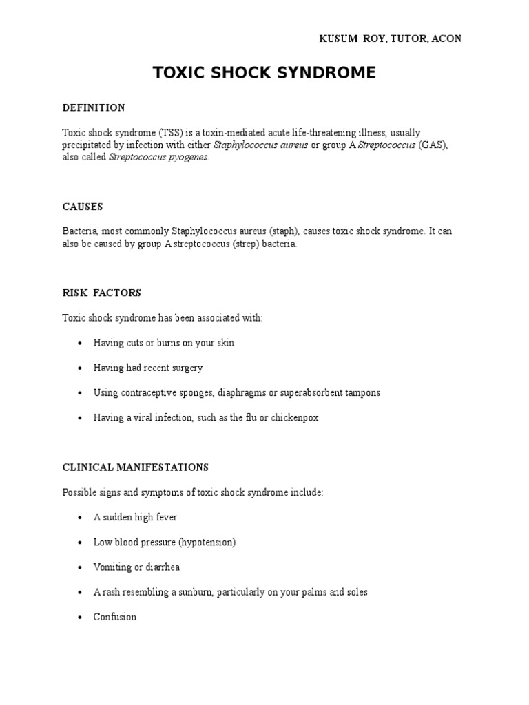 Toxic Shock Syndrome | PDF