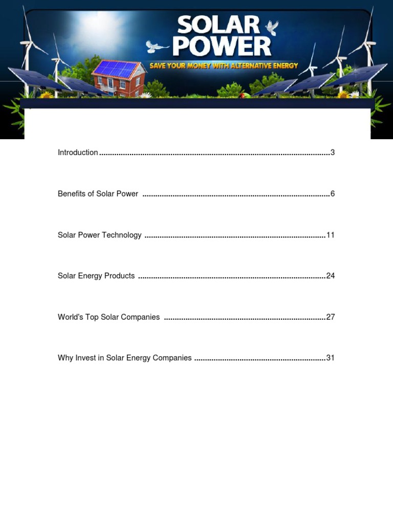 Solar Power PDF | PDF | Thin Film Solar Cell | Photovoltaics