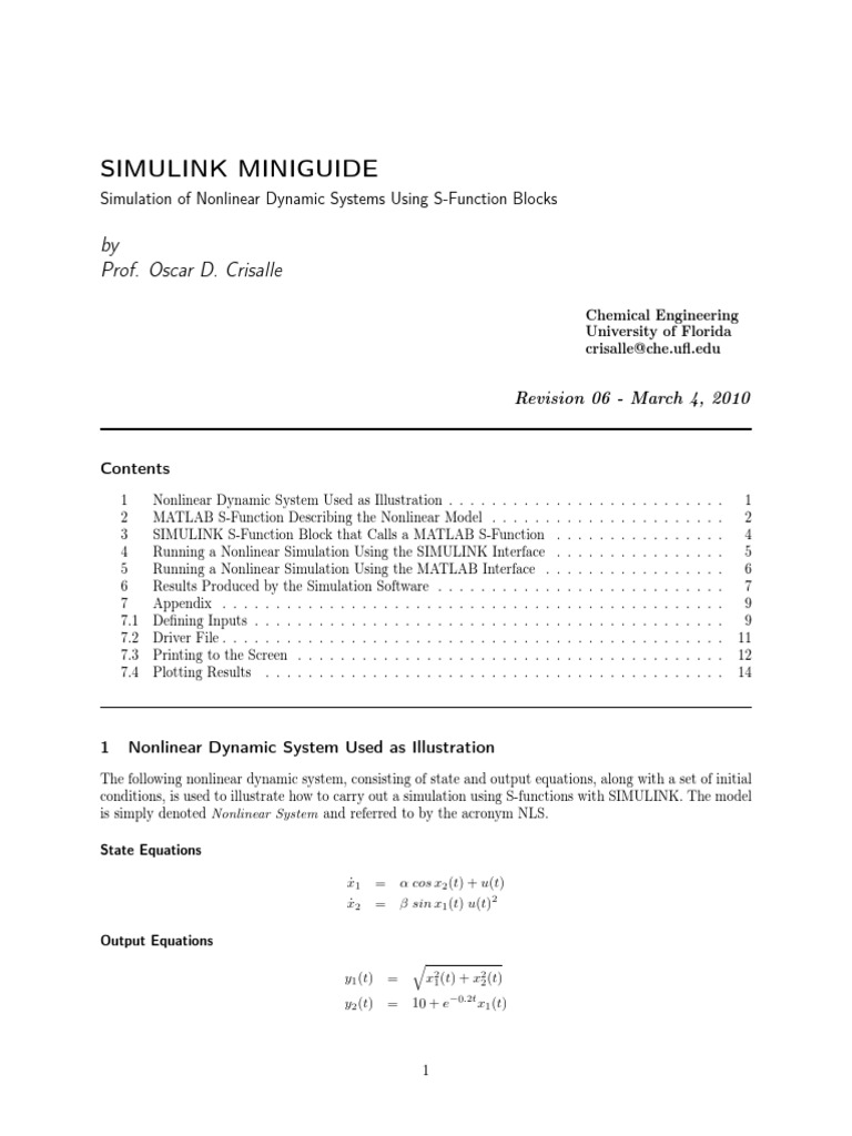 4) Simulink S Function Miniguide Rev06 | PDF | Matlab | Parameter (Computer Programming)