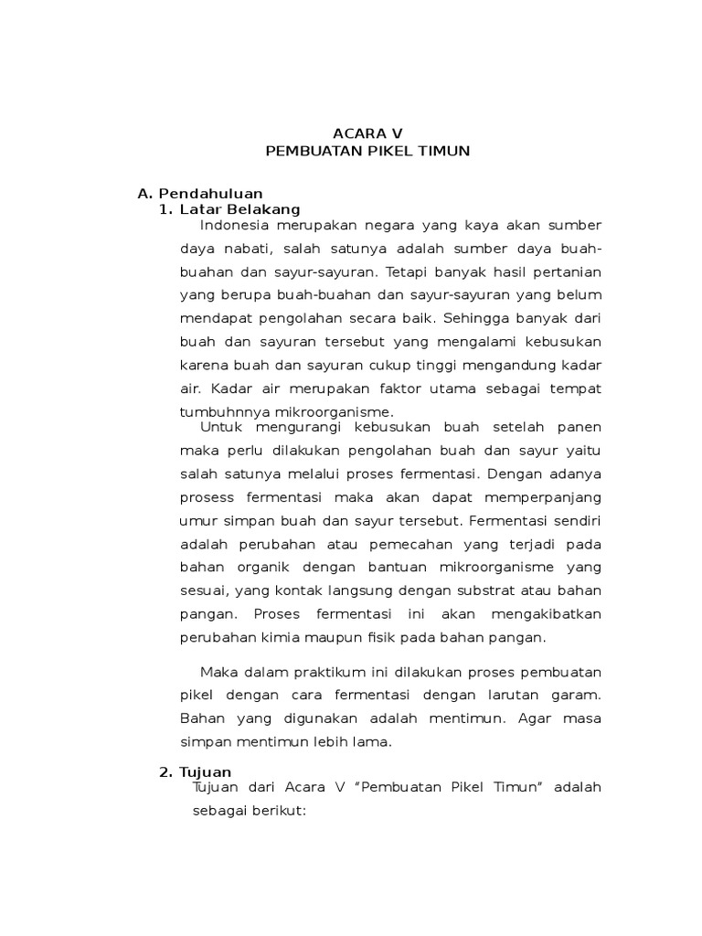 ACARA V Pembuatan Pikel Mentimun | PDF