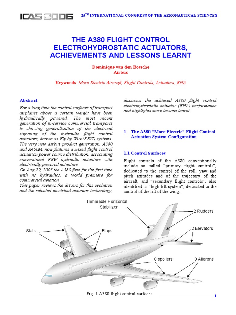 A380 Flight Control Electrohydrostatic Actuators | PDF | Aircraft ...