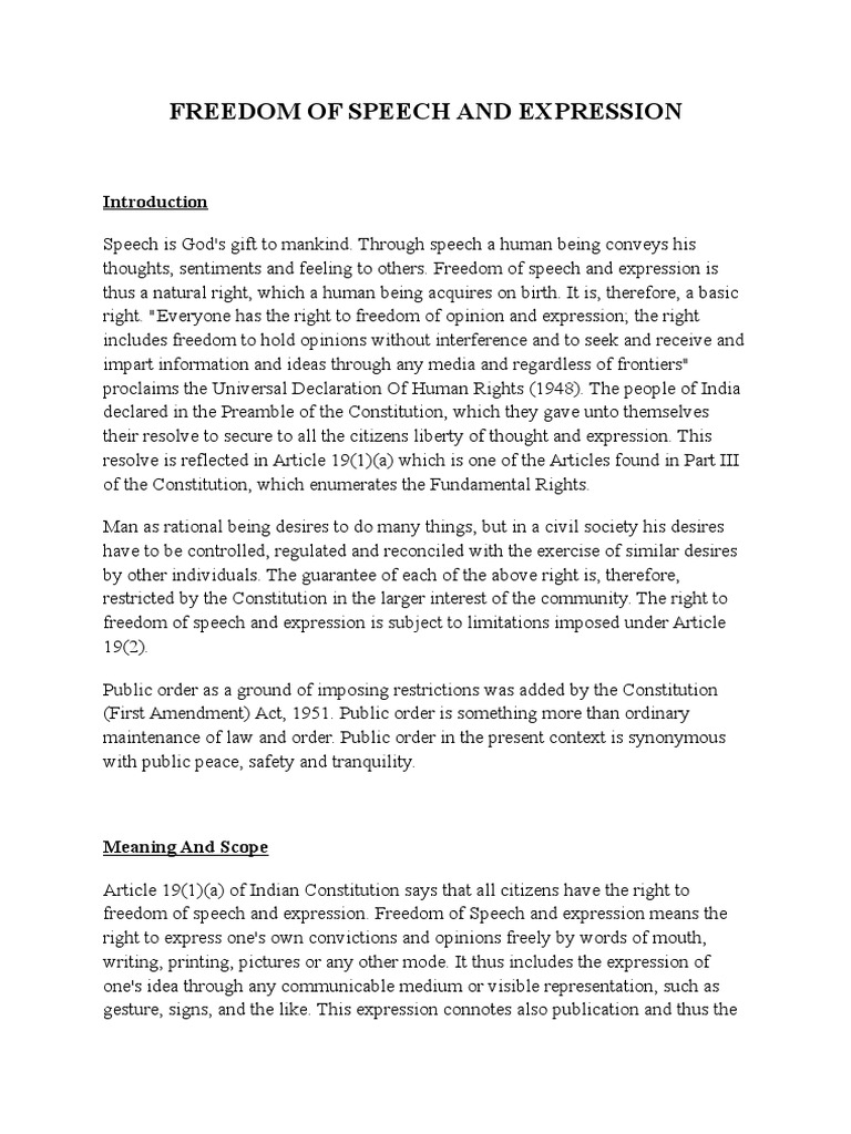 Freedom of Speech and Expression | Freedom Of Speech | Defamation