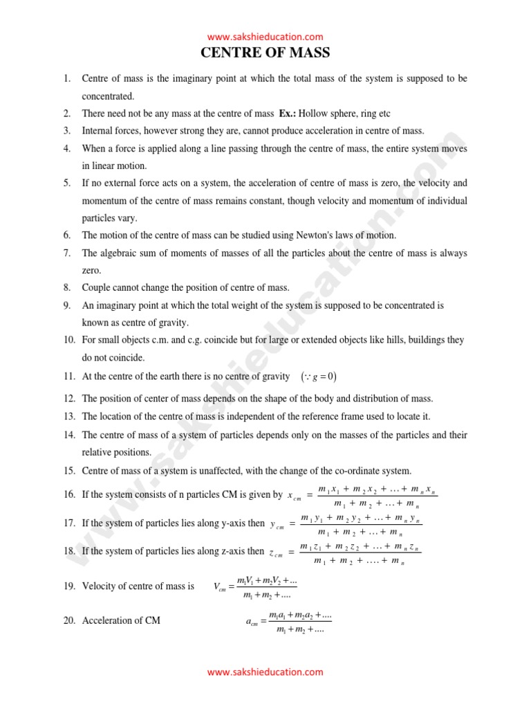 Center of Mass | PDF | Center Of Mass | Force