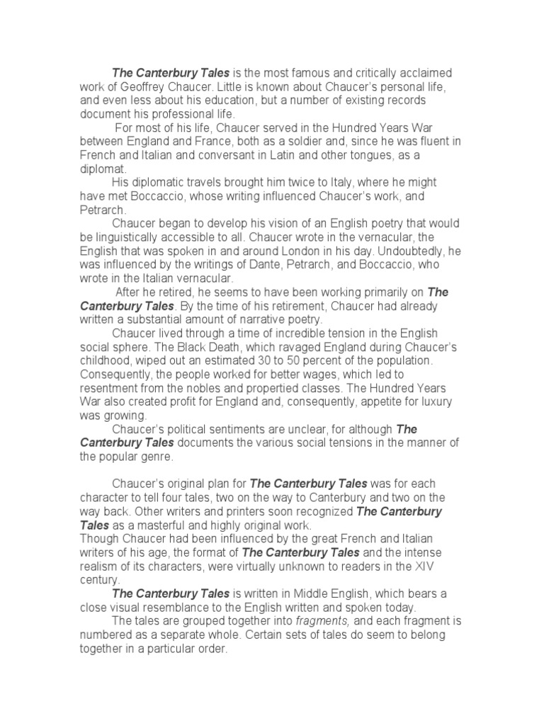 The Canterbury Tales | PDF | The Canterbury Tales | Geoffrey Chaucer