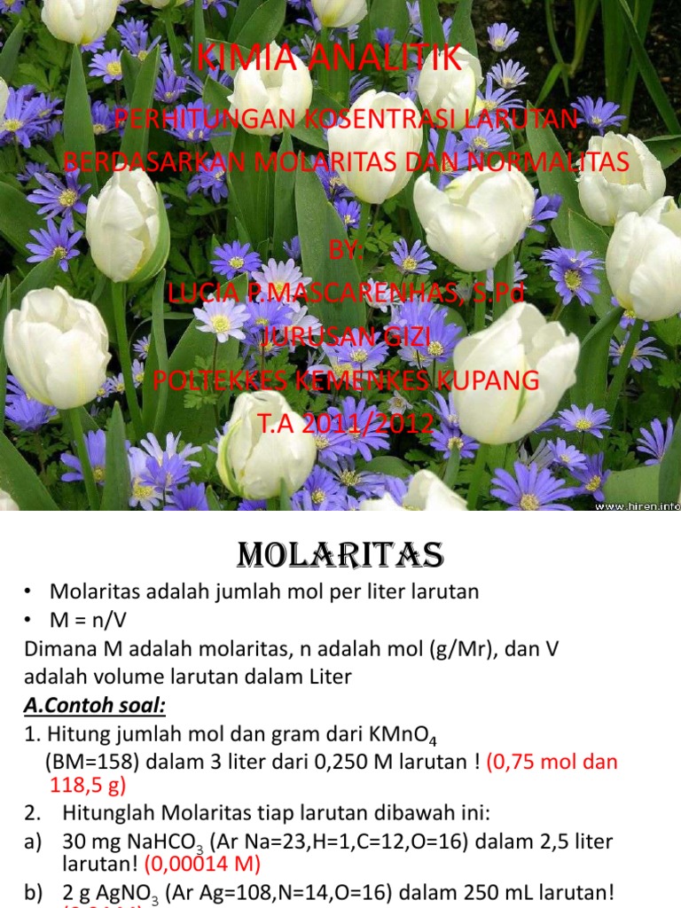 Molaritas Normalitas Dan Pengenceran Pdf Pdf