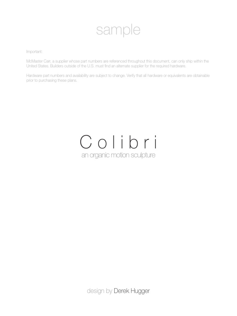 Colibri Sample | Download Free PDF | Screw | Machines