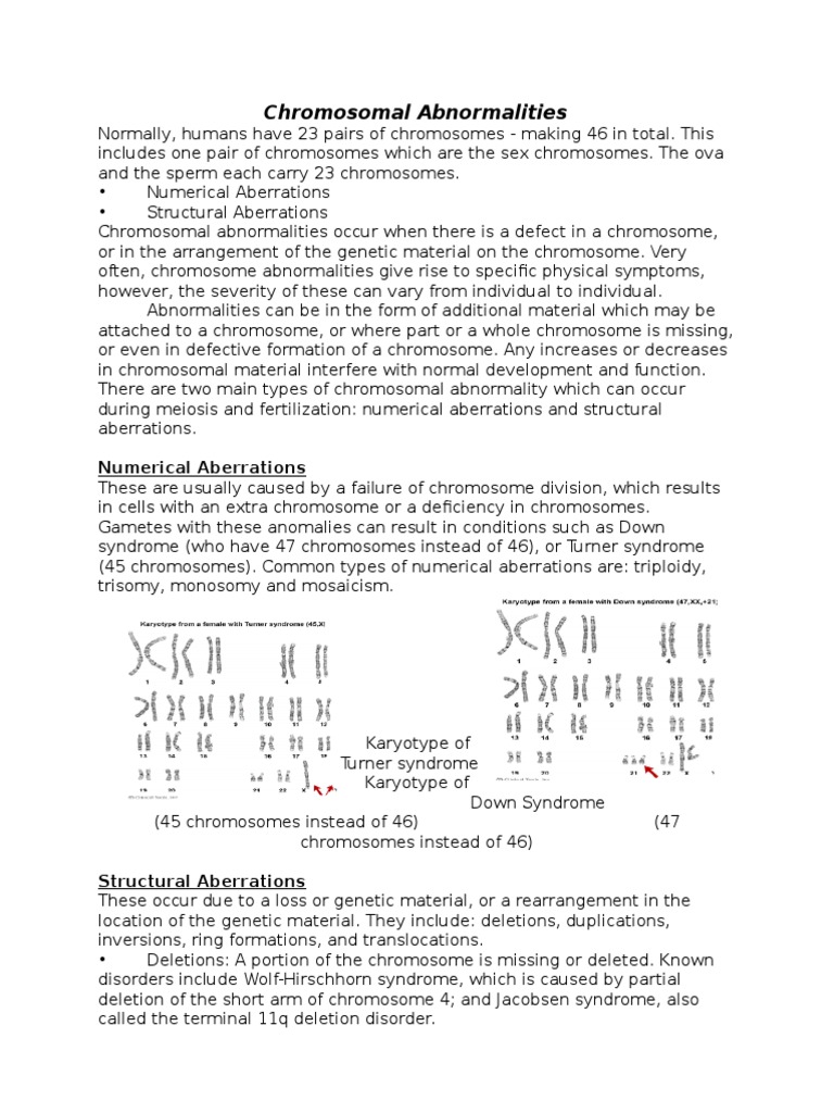 Chromosomal Abnormalities | PDF | Chromosome | Karyotype