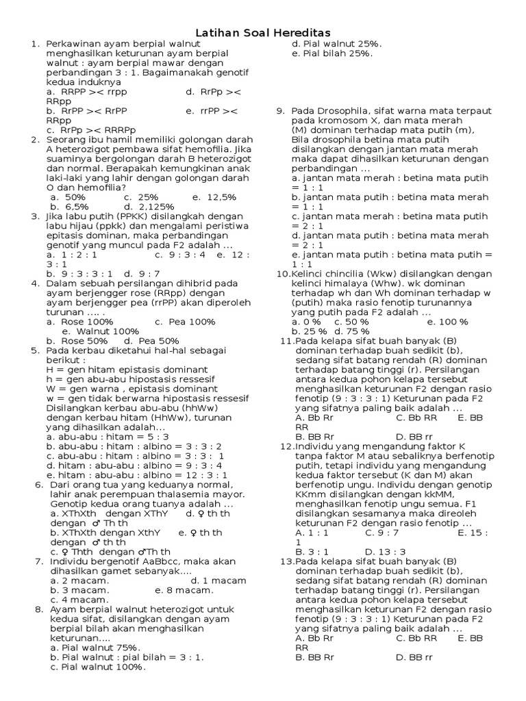 Latihan Soal Hereditas | PDF