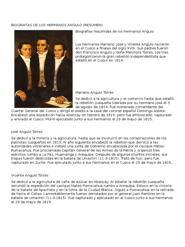 Biografías de Los Hermanos Angulo | PDF | Perú | America latina