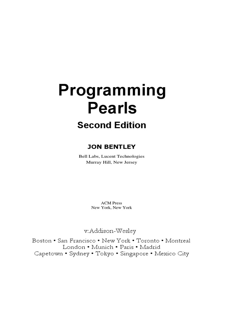 Programming Pearls | PDF | Computer Data | Computer Engineering