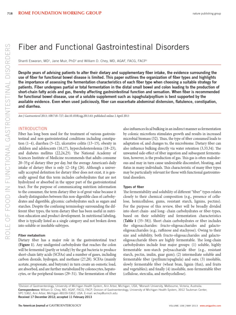 Fiber and Functional Gi Disorders | PDF | Dietary Fiber | Diet & Nutrition