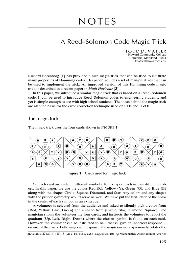 07 Todd Mateer Reed Solomon | PDF | Field (Mathematics) | Error ...