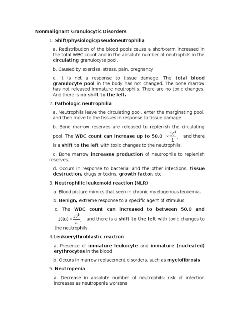 Nonmalignant Granulocytic Disorders Overview | PDF | White Blood Cell ...