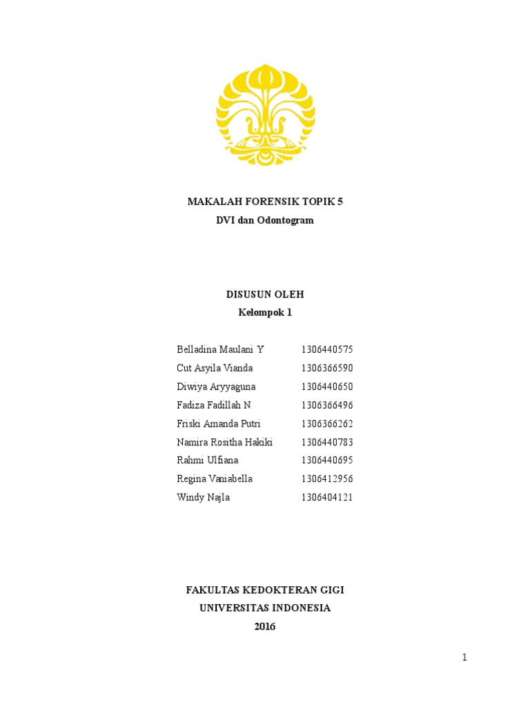 Odontogram dalam Identifikasi Korban DVI | PDF