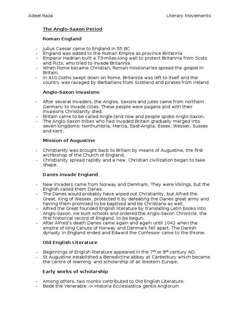 Anglo Saxon Period | PDF | Anglo Saxons | Bede