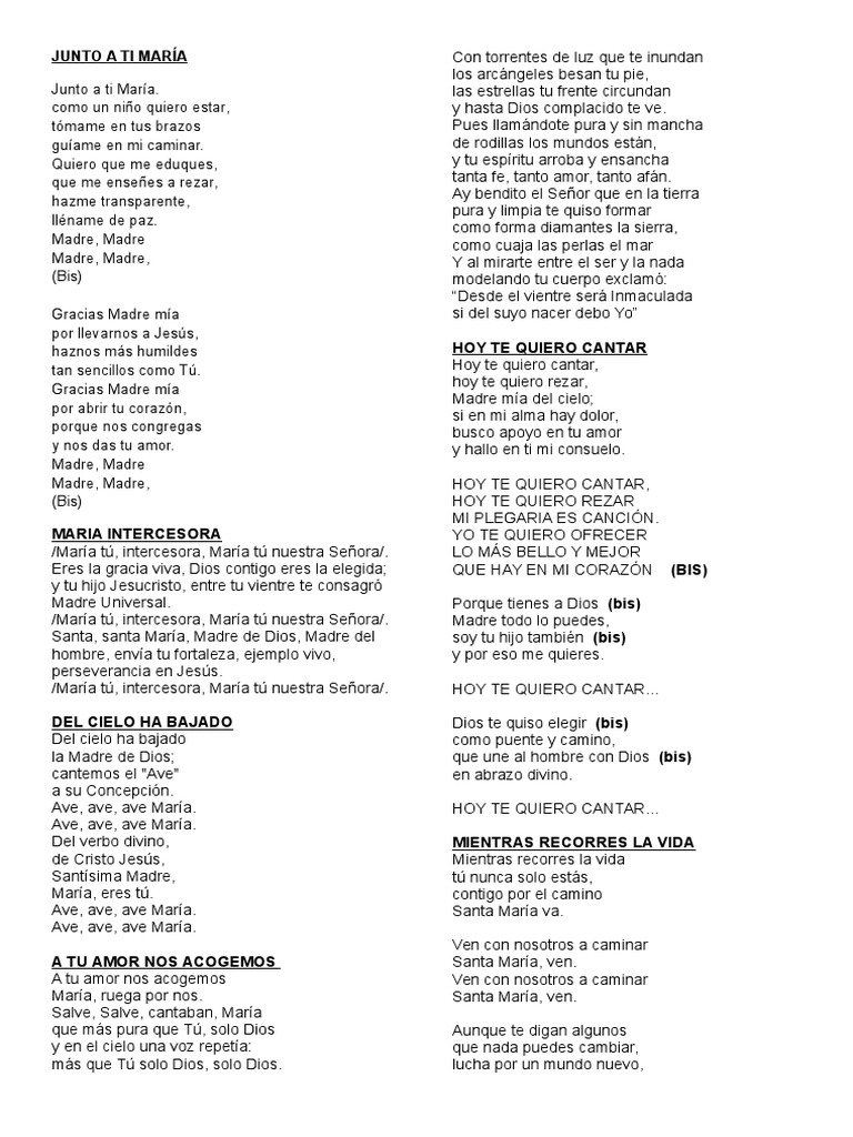 Cantos A Maria Pdf María Madre De Jesús Oración