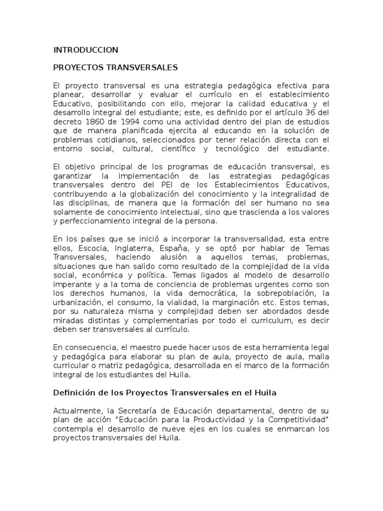 Proyectos Transversales | PDF | Plan de estudios | Cognición