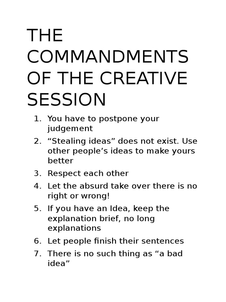 THE Commandments of The Creative Session | PDF