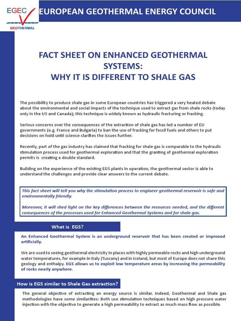 Fact Sheet On EGS Why It Is Different From Shale Gas. | PDF ...