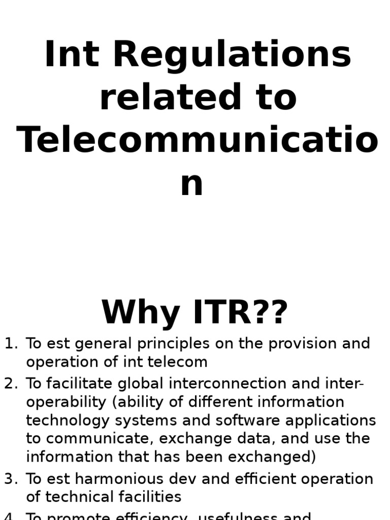Int Regulations Related To Telecommunicatio N | PDF | Itu T ...