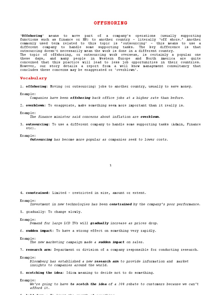 Off Shoring | PDF | Offshoring | Outsourcing