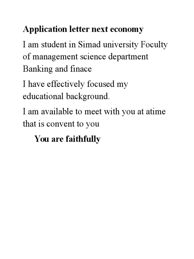 Application Letter Next Economy | PDF | Career & Growth