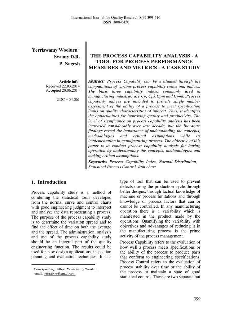 The Process Capability Analysis | PDF | P Value | Confidence Interval