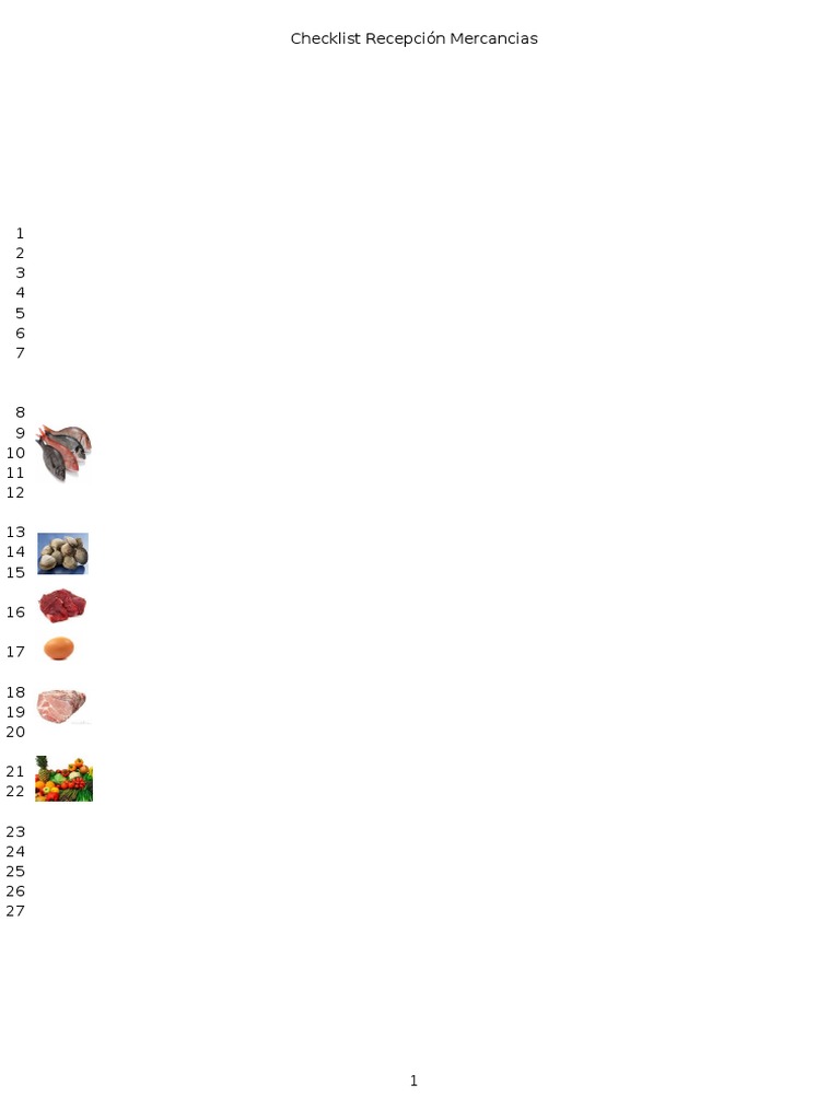 Checklist Recepción de Materia Prima | PDF | Carne | Vegetales