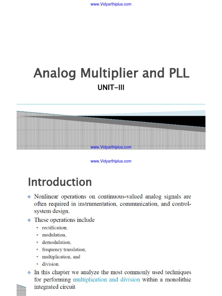 Analog Multiplier and PLL: Unit-Iii | PDF | Detector (Radio ...
