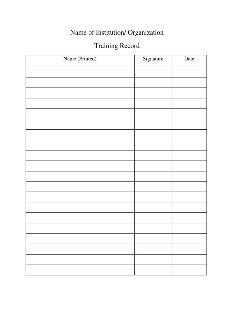 Training Record Sheet | PDF