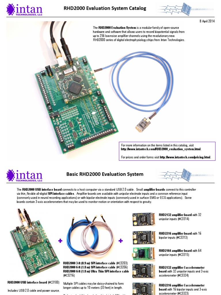 Intan RHD2000 Eval System Catalog | PDF | Electrical Connector | Usb