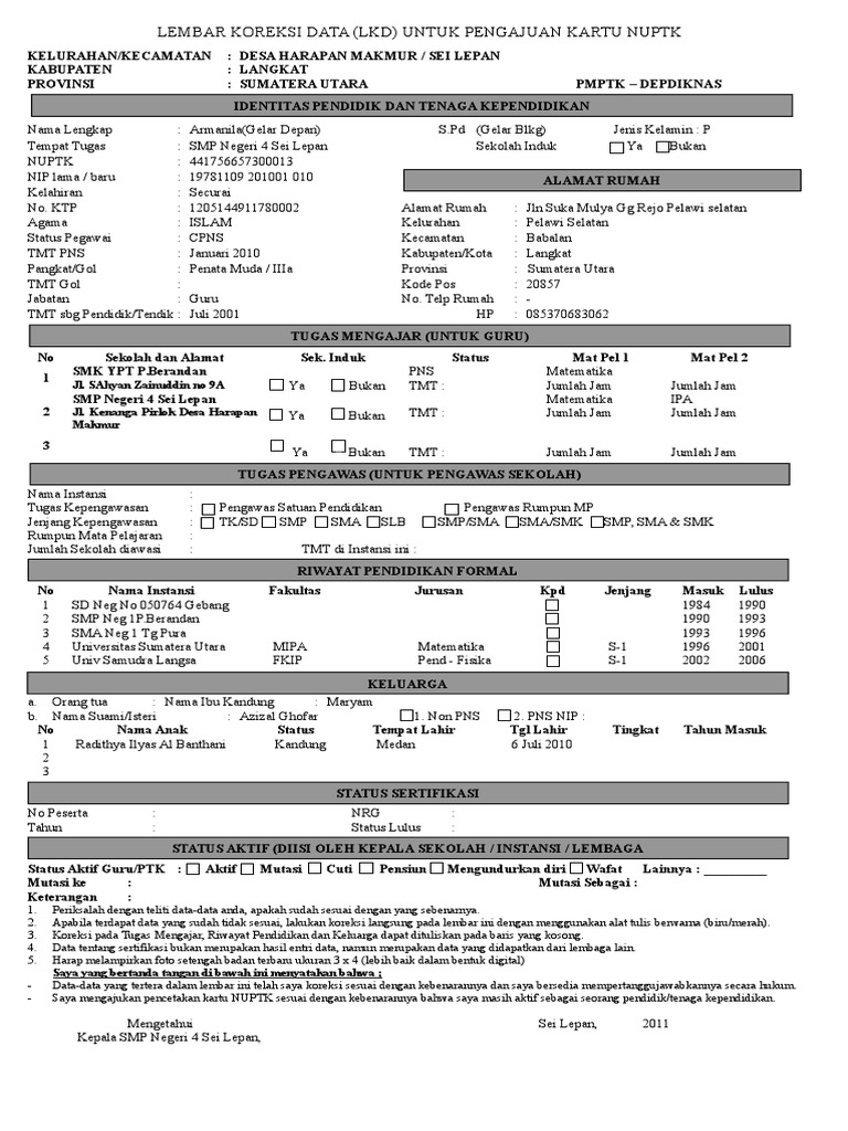 Lembar Koreksi Data | PDF