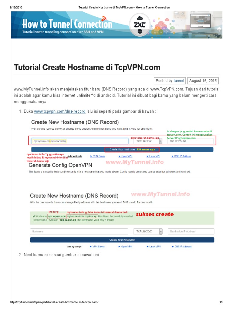 Tutorial Create Hostname Di TCPVPN | PDF