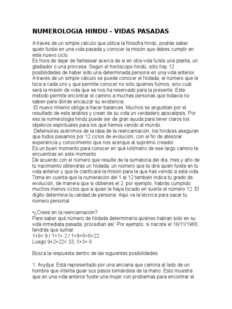 Numerología Hindú | PDF