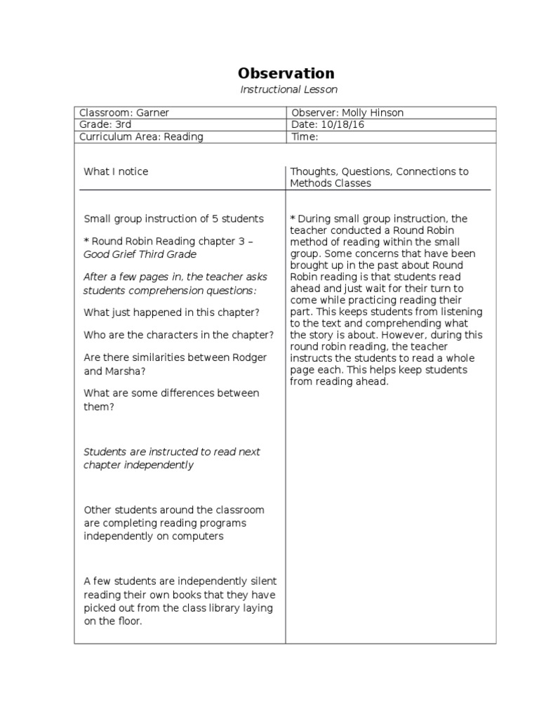 Reading Observation 1 | PDF | Reading Comprehension | Reading (Process)