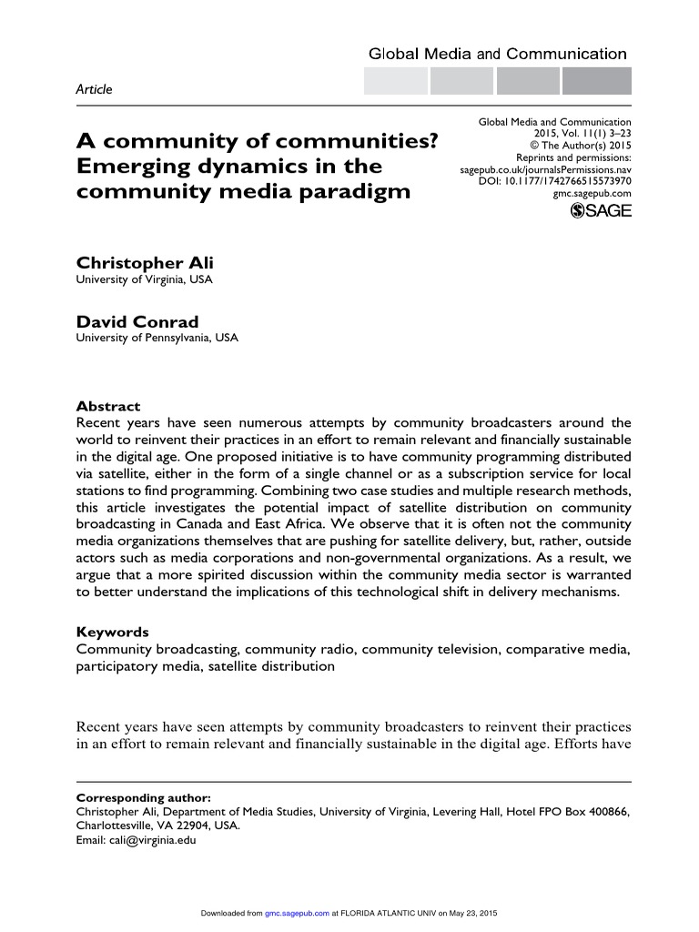 A Community of Communities? Emerging Dynamics in The Community Media ...