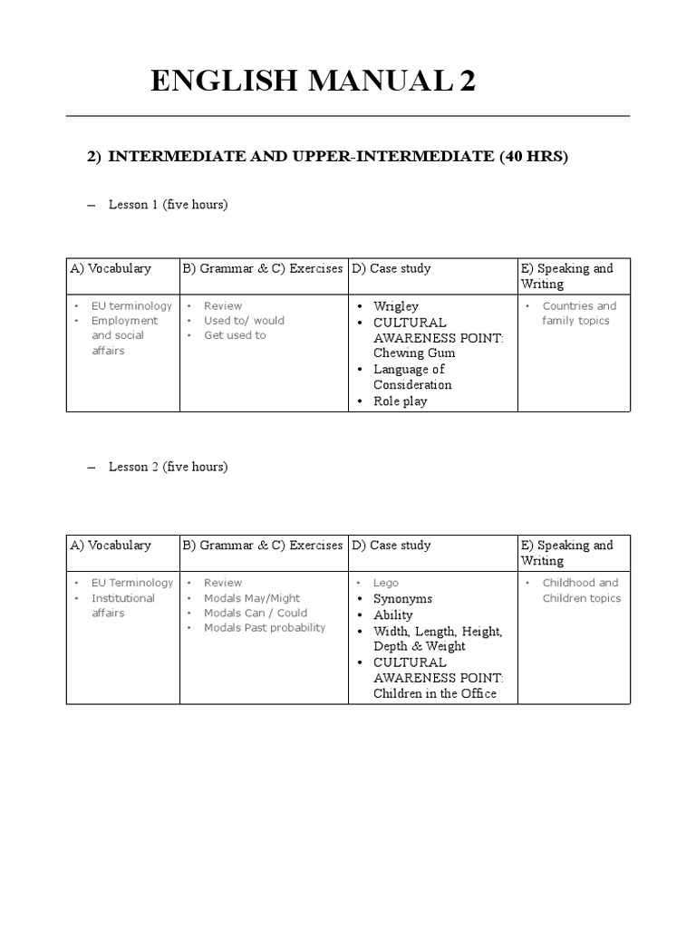 English Manual 2 - Intermediate | PDF | European Union | European ...