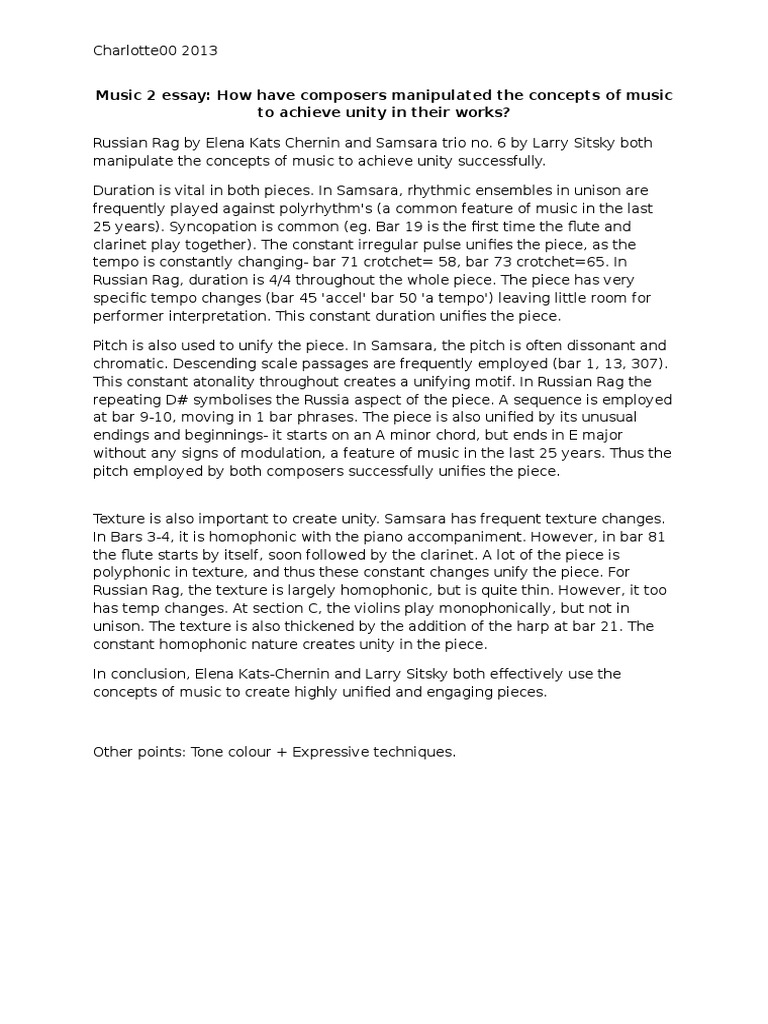Music 2 Essay: How Have Composers Manipulated The Concepts of Music To ...