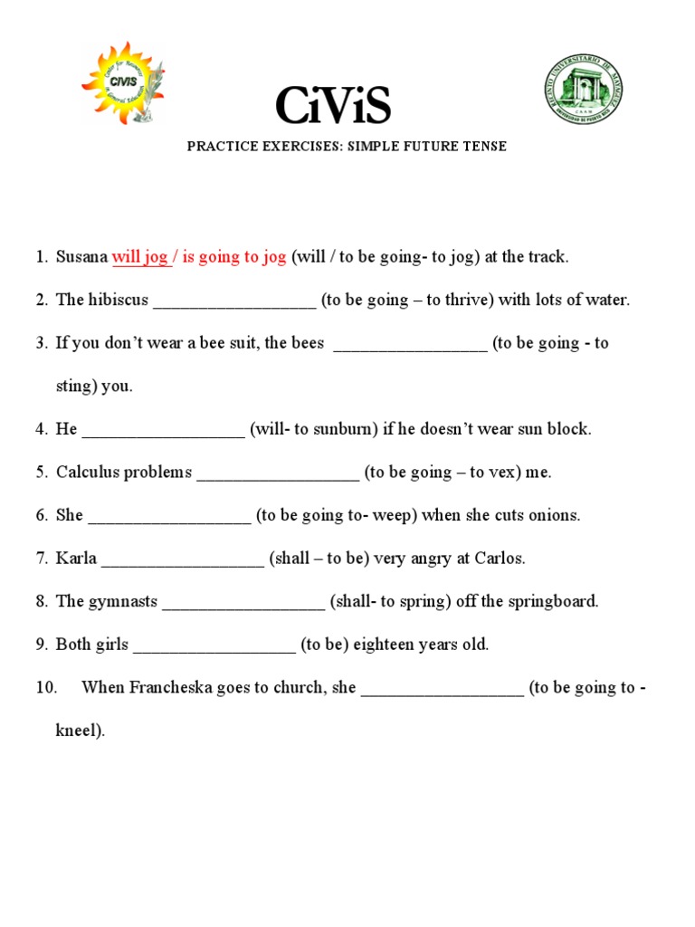 Simple Future Tense Practice Exercises | PDF | Wellness