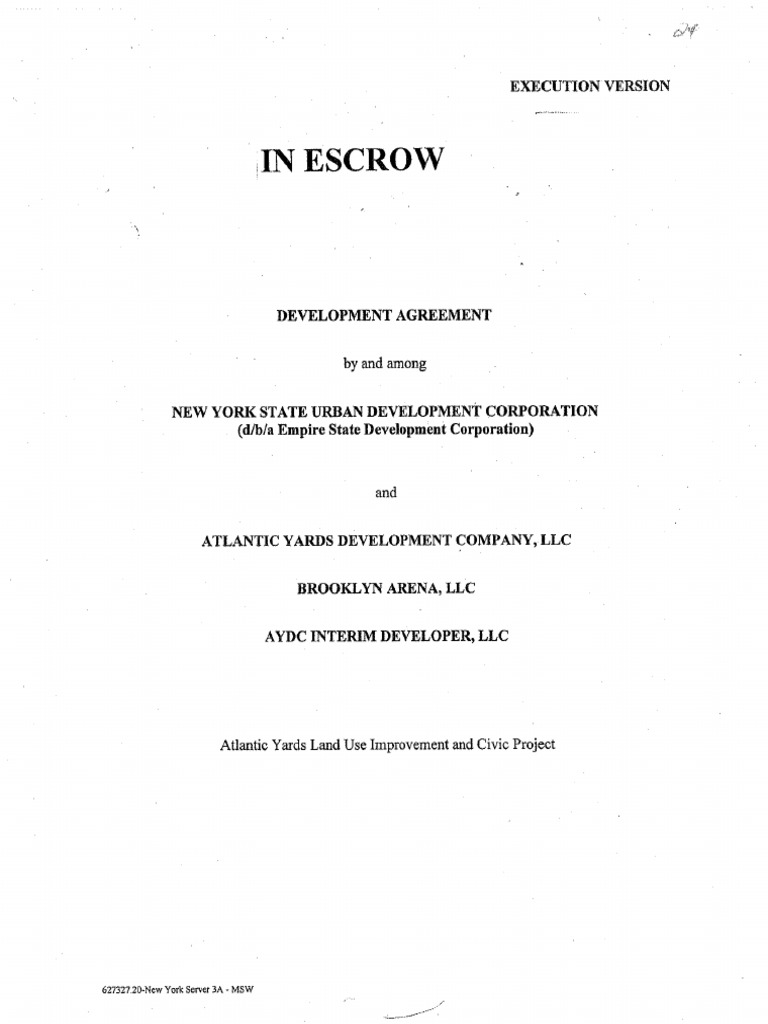 Atlantic Yards Development Agreement 2010 | PDF