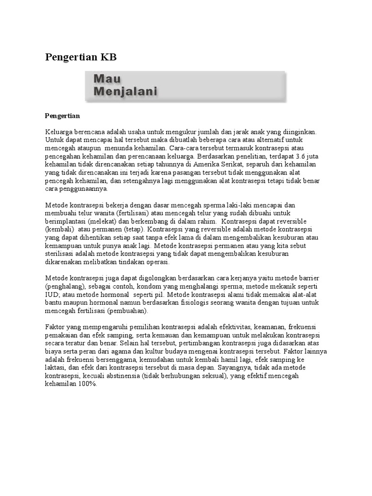Metode Kontrasepsi dan Keluarga Berencana | PDF