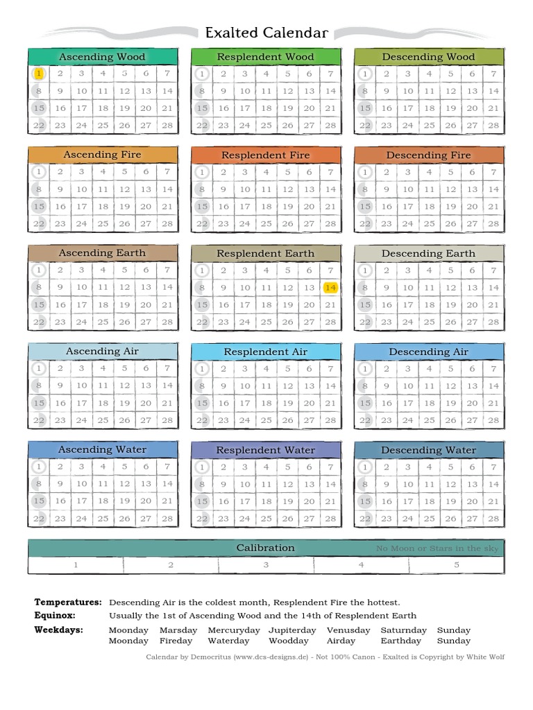 Exalted Calendar | PDF