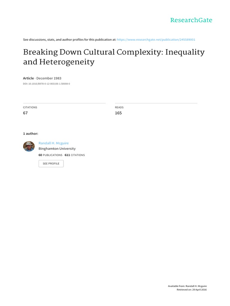 Breaking Down Cultural Complexity | PDF | Social Stratification ...