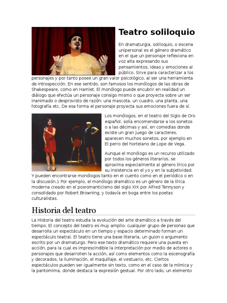 Teatro Soliloquio | PDF | Entretenimiento | Las artes escénicas