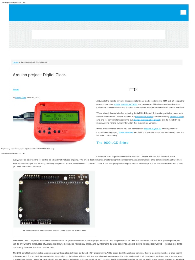 Arduino Project Digital Clock Apc Pdf Arduino Switch