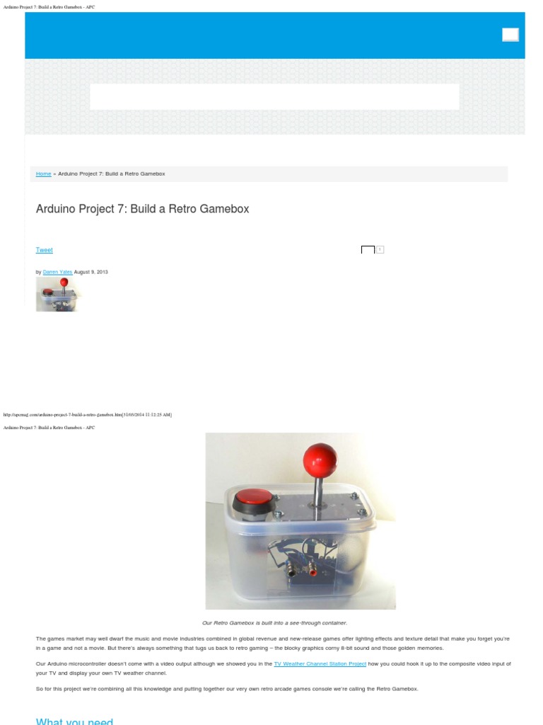 Arduino Project 7 - Build A Retro Gamebox - APC | PDF | Electrical Connector | Switch