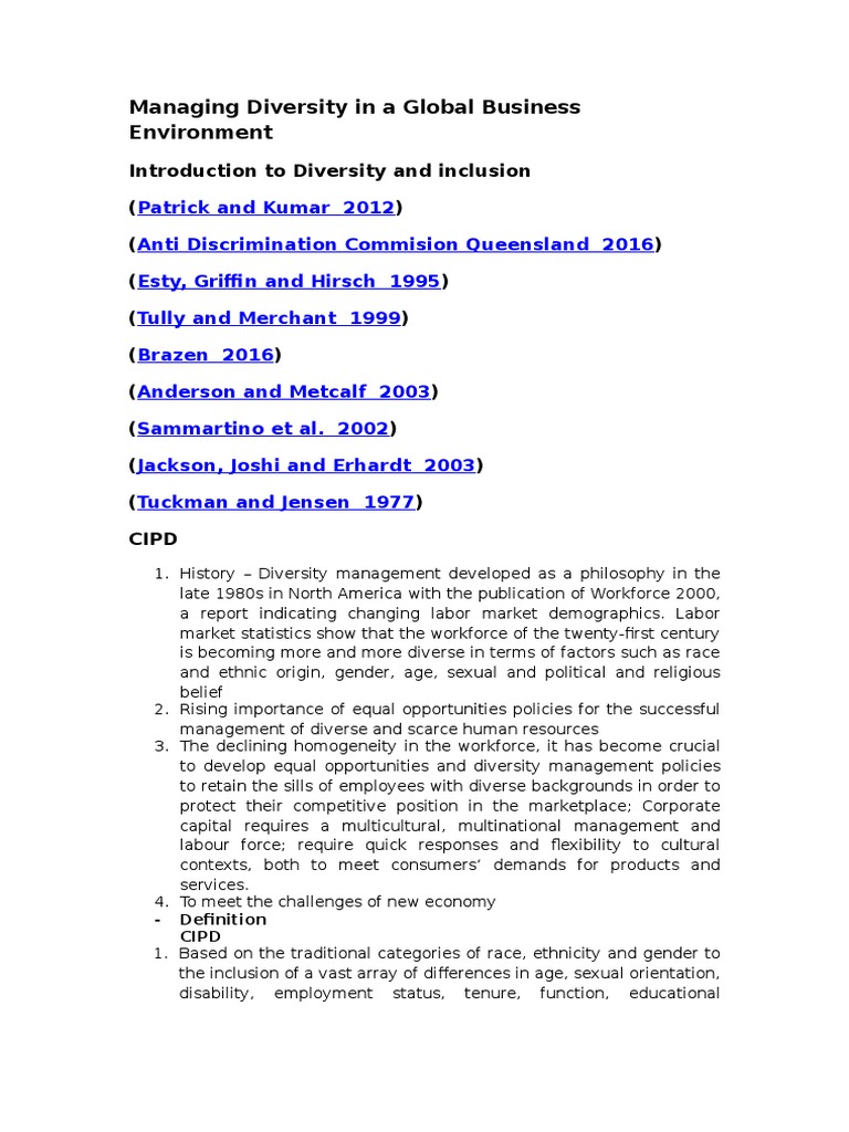 Managing Diversity in Global Business | PDF | Multiculturalism | Employment